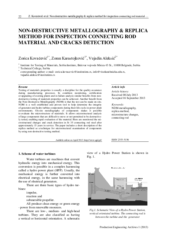 (PDF) Non-Destructive Metallography and Replica Method for Inspection ...