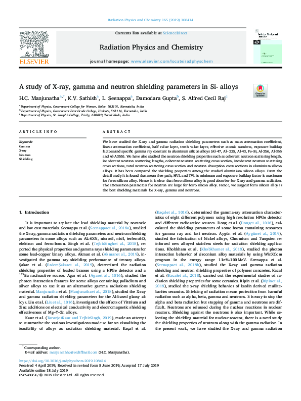 (PDF) A study of X-ray, gamma and neutron shielding parameters in Si ...
