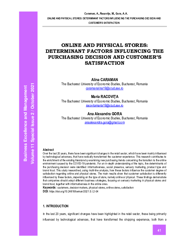 (PDF) Online and Physical Stores: Determinant Factors Influencing the ...