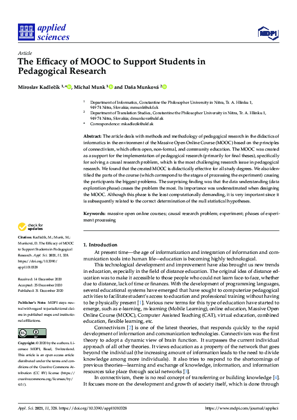 (PDF) The Efficacy of MOOC to Support Students in Pedagogical Research