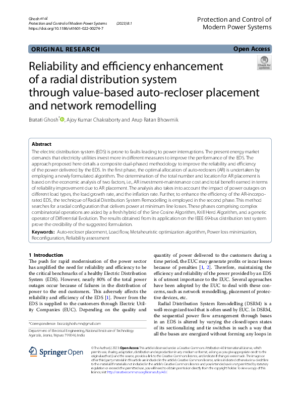 (PDF) Reliability and efficiency enhancement of a radial distribution system through value-based ...