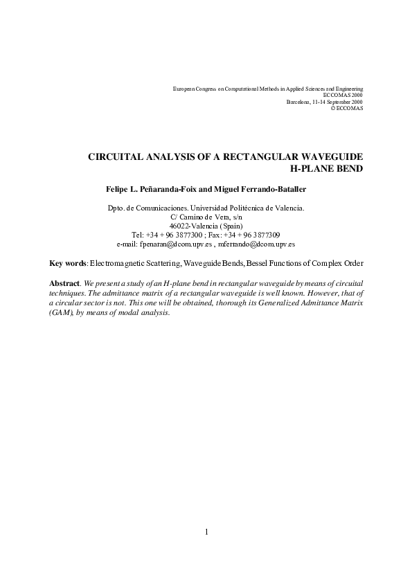 Pdf Circuital Analysis Of A Rectangular Waveguide H Plane Bend