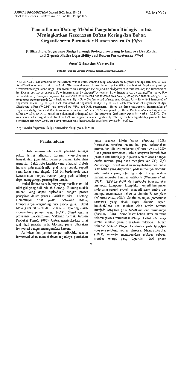 (PDF) Fermentation of Sugarcane Sludge to Improve Dry- and and Organic ...