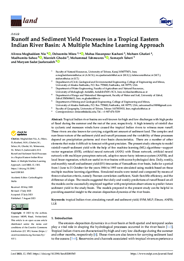 (PDF) Runoff and Sediment Yield Processes in a Tropical Eastern Indian River Basin: A Multiple ...