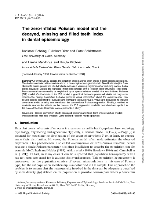 (PDF) The Zero-Inflated Poisson Model and the Decayed, Missing and Filled Teeth Index in Dental ...