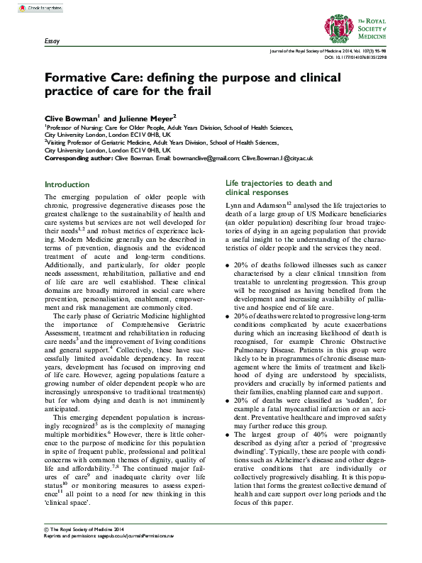 (PDF) Formative Care: defining the purpose and clinical practice of ...