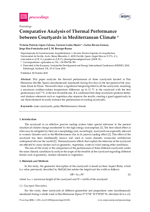 (PDF) Comparative Analysis of Thermal Performance between Courtyards in ...