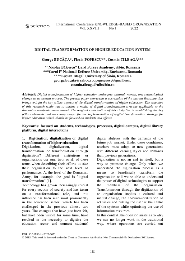 (PDF) Digital Transformation of Higher Education System