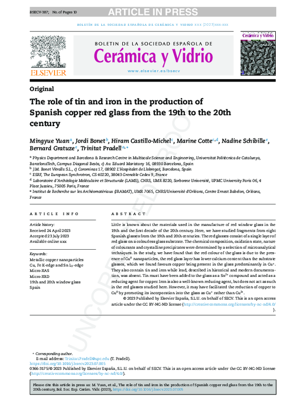(PDF) The role of tin and iron in the production of Spanish copper red ...