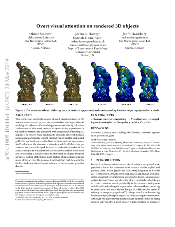 (PDF) Overt visual attention on rendered 3D objects
