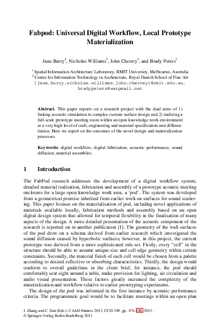 (PDF) Fabpod: Universal Digital Workflow, Local Prototype Materialization