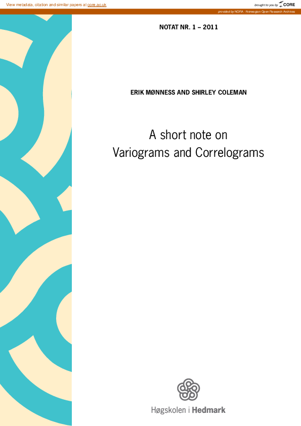 (PDF) A short note on Variograms and Correlograms