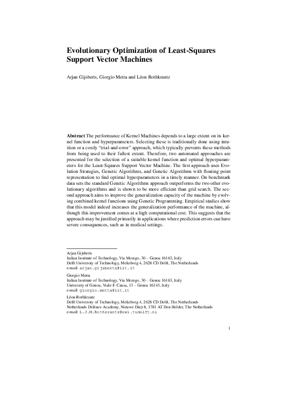Pdf Evolutionary Optimization Of Least Squares Support Vector Machines Leon Rothkrantz 3478