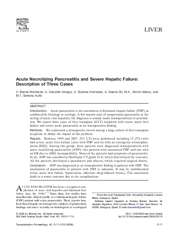 (PDF) Acute Necrotizing Pancreatitis and Severe Hepatic Failure ...