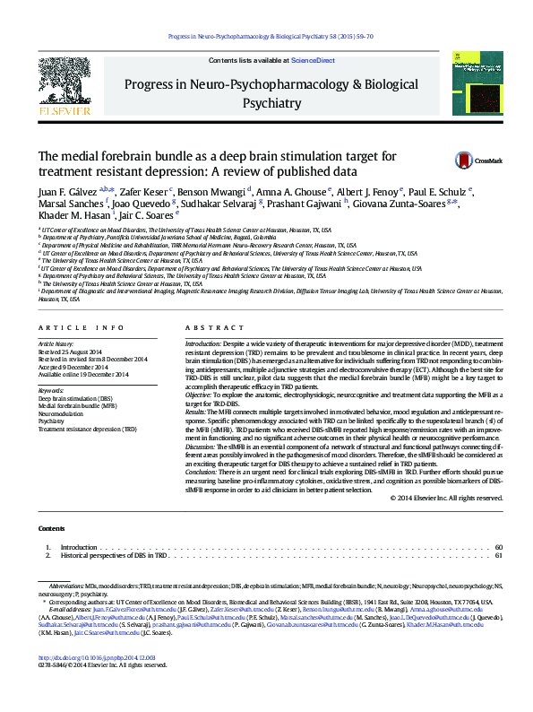 (PDF) The medial forebrain bundle as a deep brain stimulation target ...