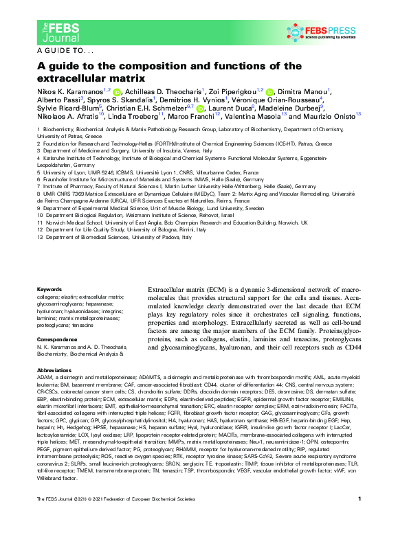 (PDF) A guide to the composition and functions of the extracellular matrix