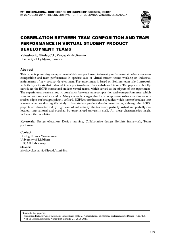 (PDF) Correlation between team composition and team performance in ...