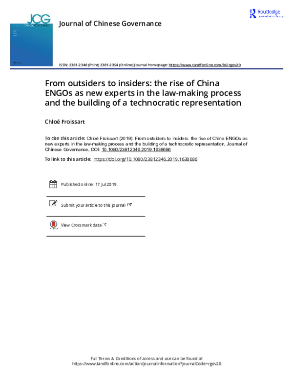 (PDF) From outsiders to insiders: the rise of China ENGOs as new ...