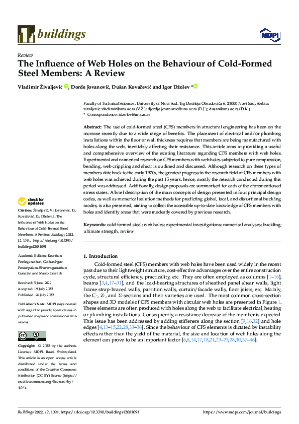 (PDF) The Influence of Web Holes on the Behaviour of Cold-Formed Steel ...