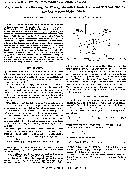 (PDF) Radiation from a rectangular waveguide with infinite flange--Exact solution by the ...