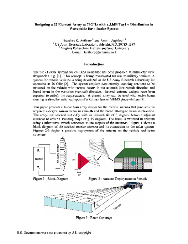 (PDF) Designing a 32 element array at 76GHz with a 33dB taylor distribution in waveguide for a ...
