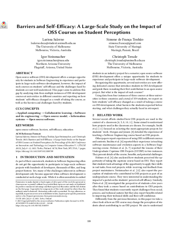 (PDF) Barriers and Self-Efficacy: A Large-Scale Study on the Impact of OSS Courses on Student ...