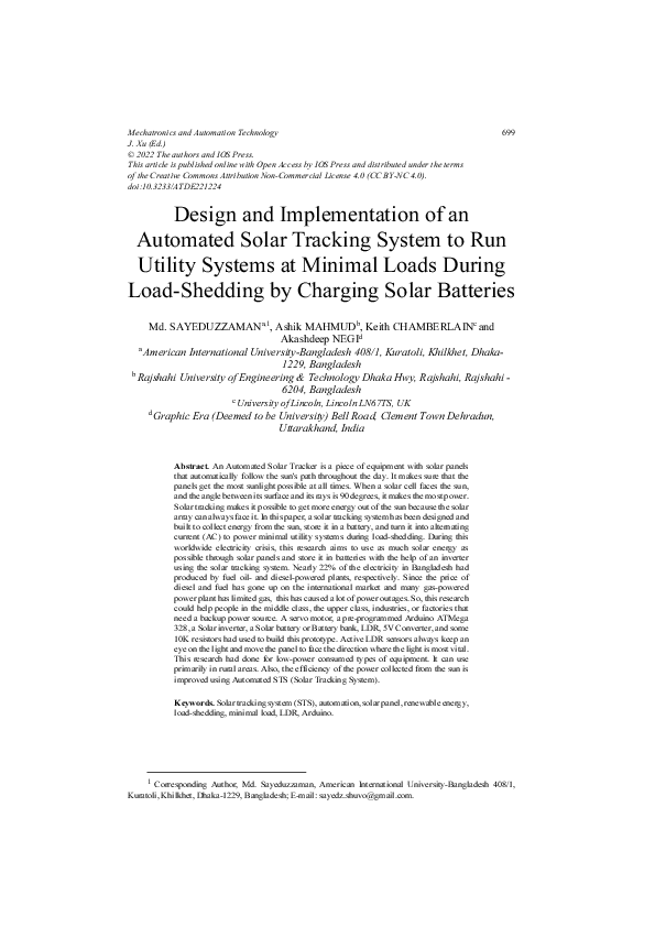 (PDF) Design and Implementation of an Automated Solar Tracking System ...