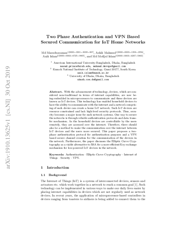 (PDF) Two phase authentication and VPN-based secured communication for IoT home networks | ashik ...