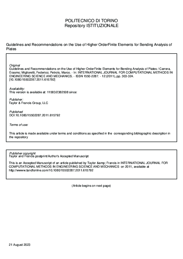 (PDF) Guidelines and Recommendations on the Use of Higher Order Finite ...