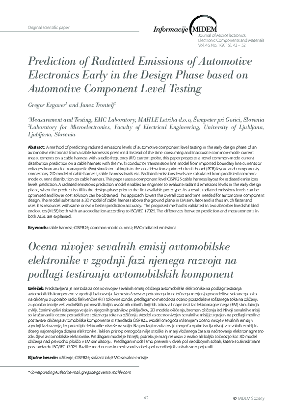 (PDF) Prediction of Radiated Emissions of Automotive Electronics Early ...