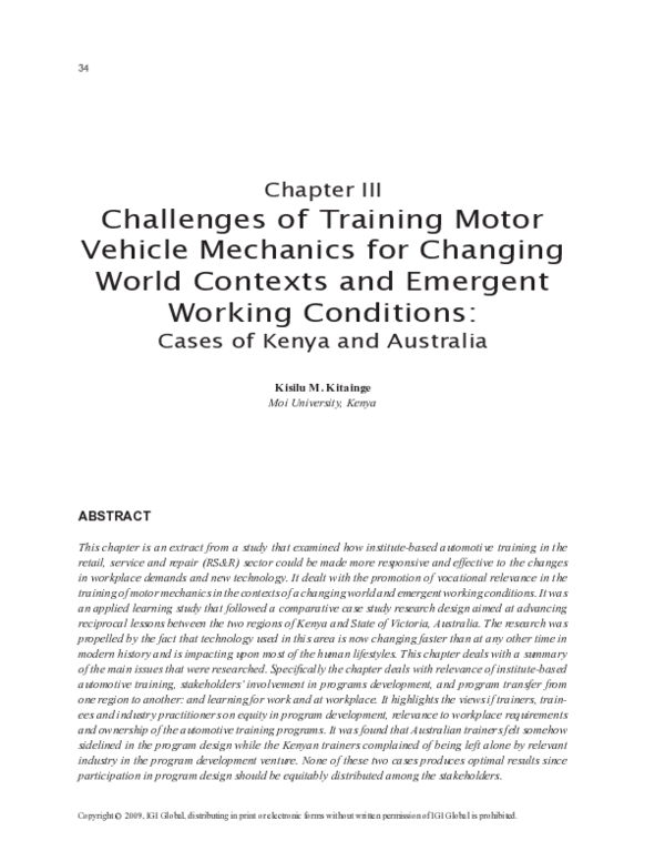 (PDF) Challenges of Training Motor Vehicle Mechanics for Changing World ...