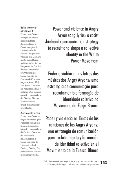 (PDF) Power and Violence in Angry Aryan Song Lyrics: A Racist Skinhead ...