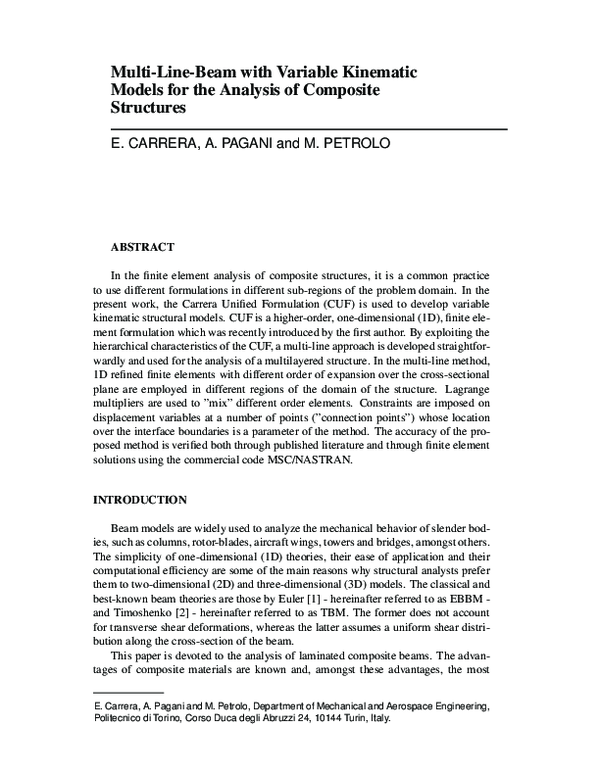 (PDF) Multi-line enhanced beam model for the analysis of laminated ...