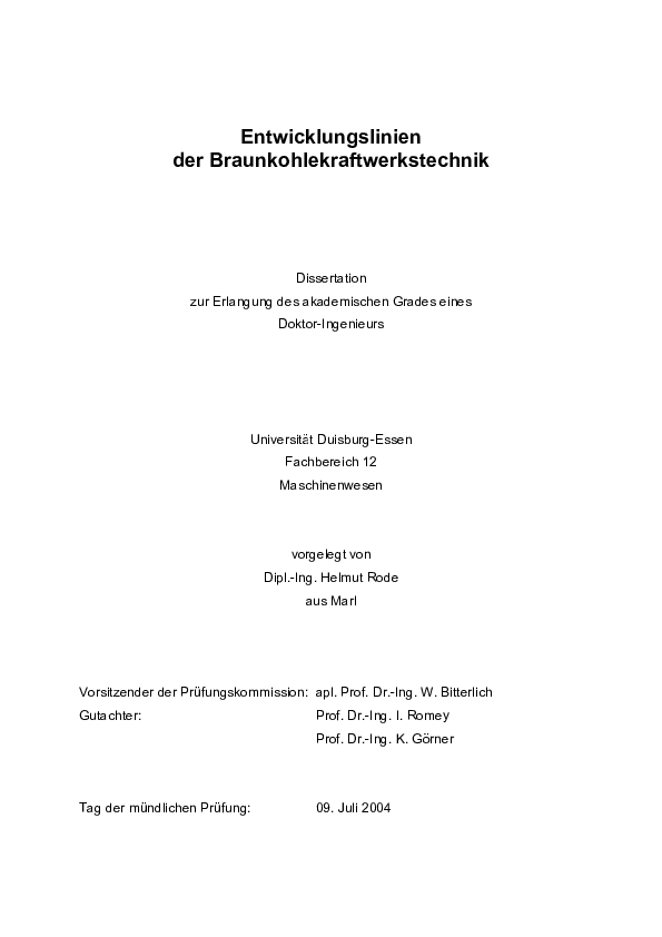 (PDF) Entwicklungslinien der Braunkohlekraftwerkstechnik | Helmut Rode ...