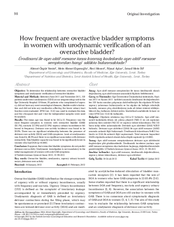 (PDF) How frequent are overactive bladder symptoms in women with ...