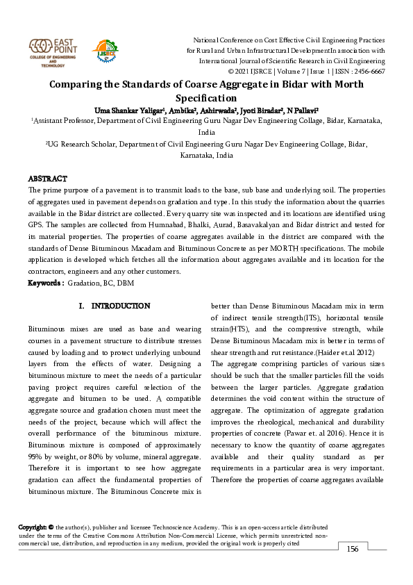 (PDF) Comparing the Standards of Coarse Aggregate in Bidar with Morth ...