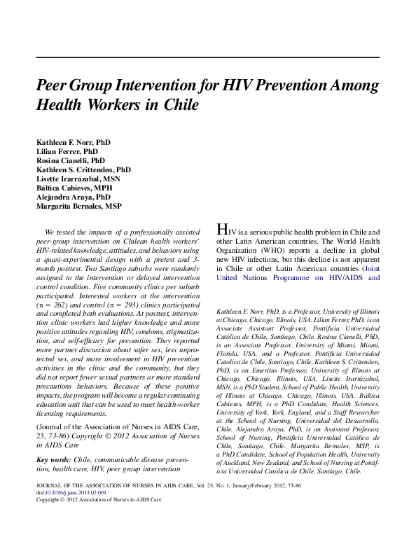 (PDF) Peer Group Intervention for HIV Prevention Among Health Workers ...
