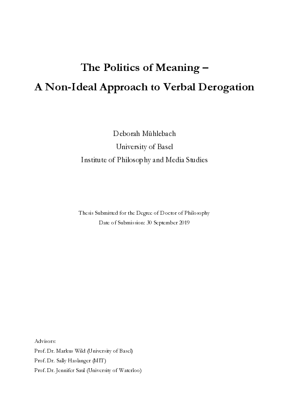 (PDF) The Politics of Meaning - A Non-Ideal Approach to Verbal ...