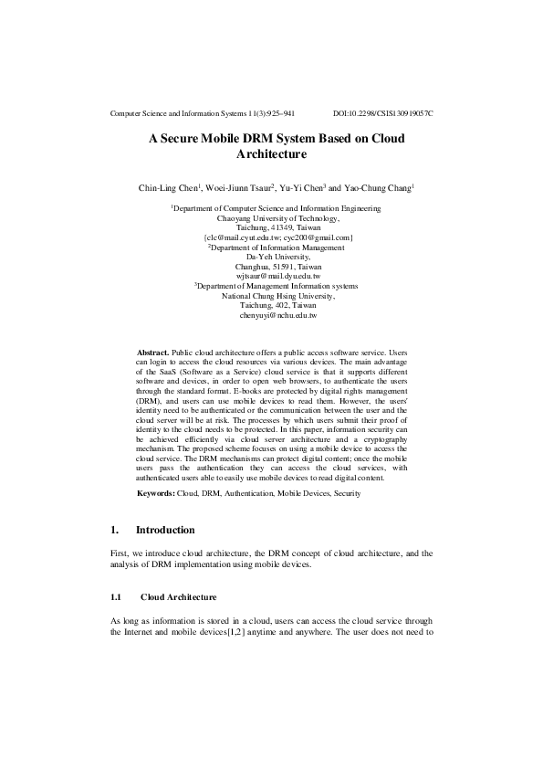 (PDF) A secure mobile DRM system based on cloud architecture