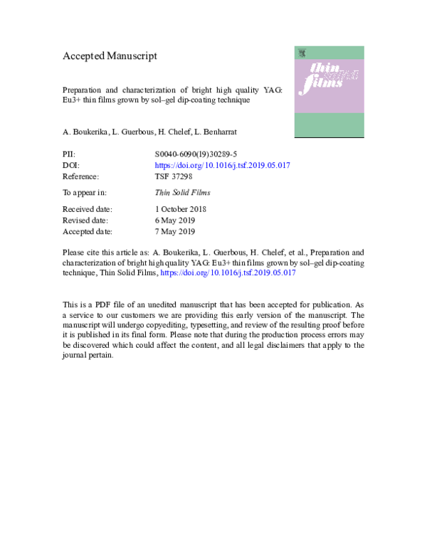 (PDF) Preparation and characterization of bright high quality YAG: Eu3 ...