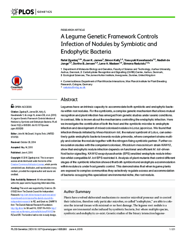 (PDF) A legume genetic framework controls infection of nodules by ...