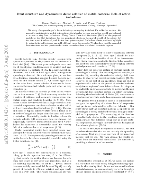 (PDF) Front structure and dynamics in dense colonies of motile bacteria ...