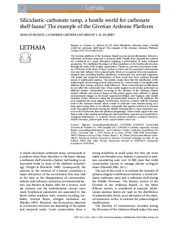 (PDF) Siliciclastic-carbonate ramp, a hostile world for carbonate shelf ...