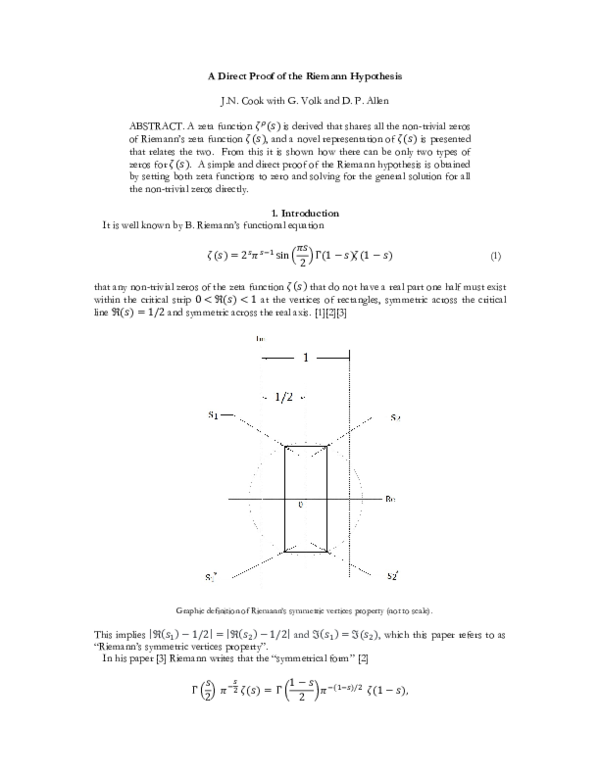 (PDF) A Direct Proof of the Riemann Hypothesis