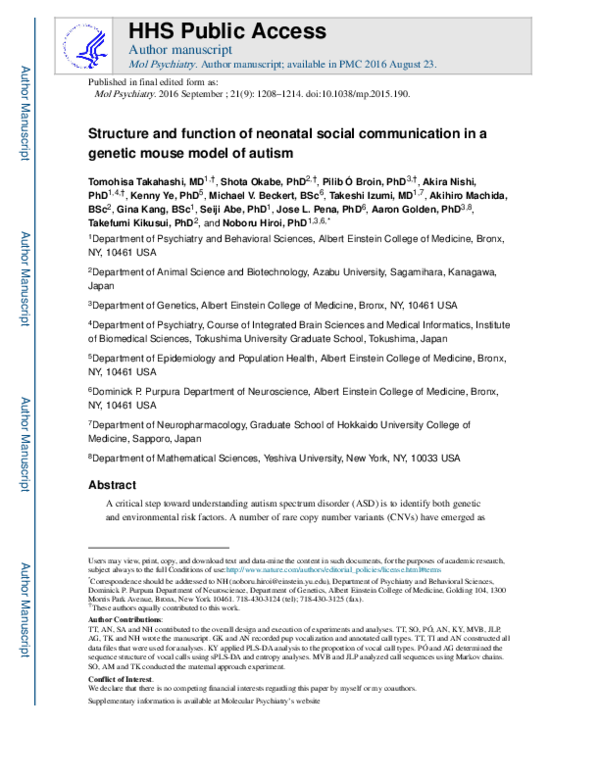 (PDF) Structure and function of neonatal social communication in a ...
