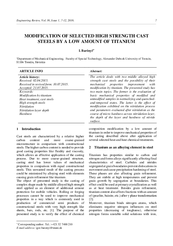 (PDF) Modifcication of selected high strength cast steels by a low ...
