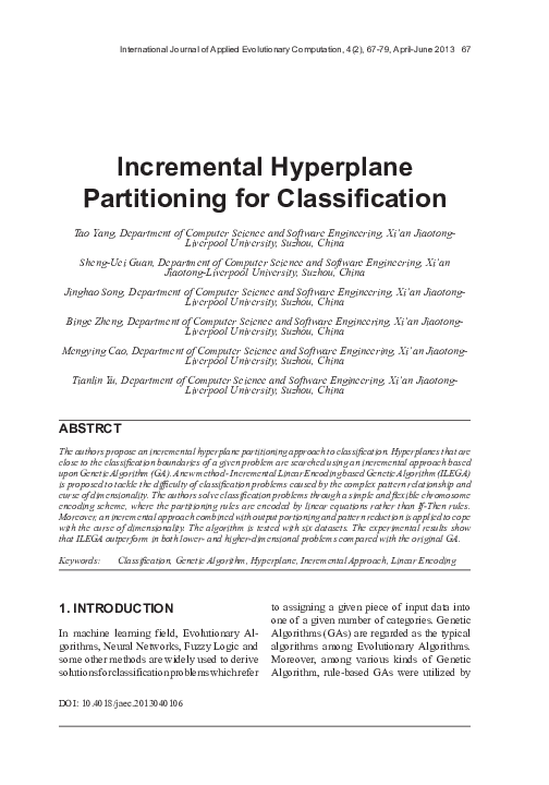 (PDF) Incremental Hyperplane Partitioning for Classification