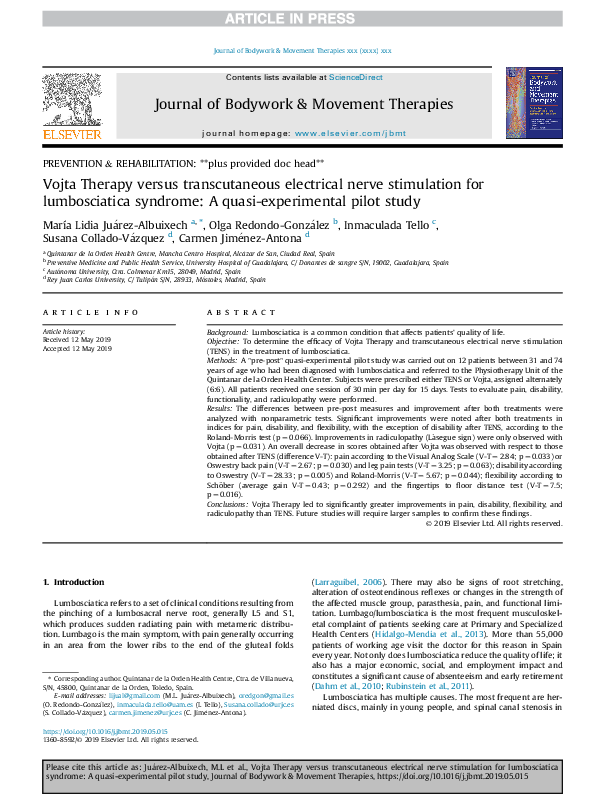 (PDF) Vojta Therapy versus transcutaneous electrical nerve stimulation ...