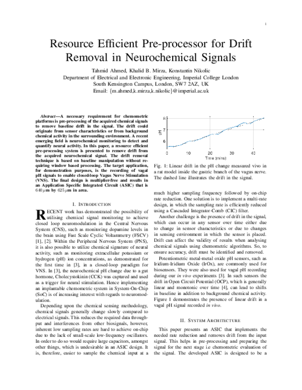 (PDF) Resource Efficient Pre-processor for Drift Removal in Neurochemical Signals