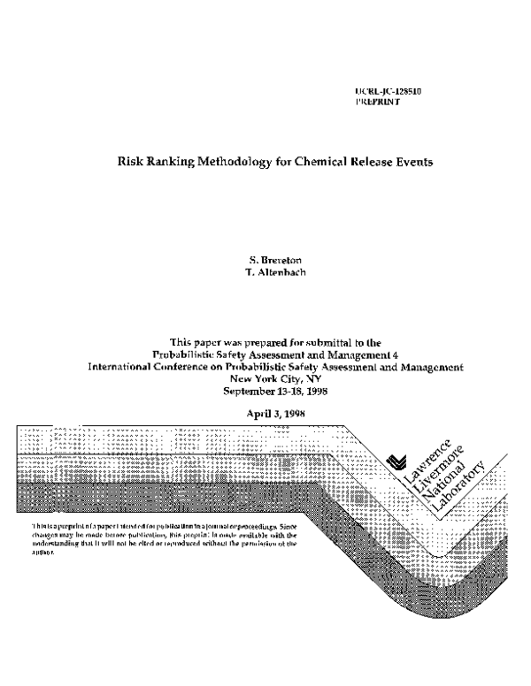 (PDF) Risk ranking methodology for chemical release events